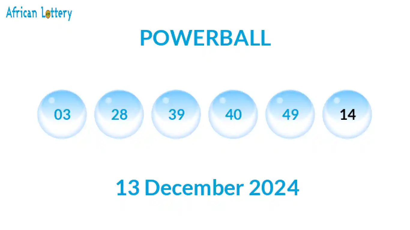 Powerball results, Prizes for 13 December 2024 (Friday 13.12.2024)